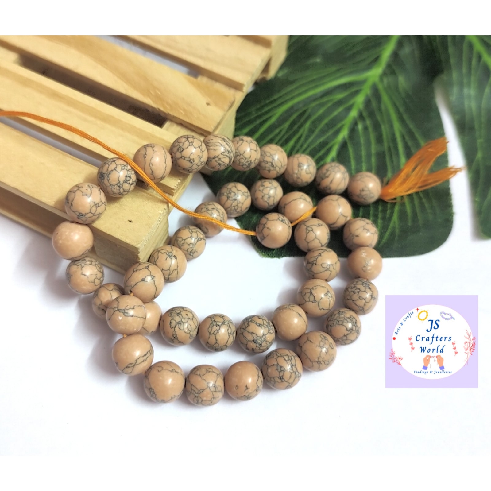 8mm Brownish Orange Synthetic Beads - JS Crafters World