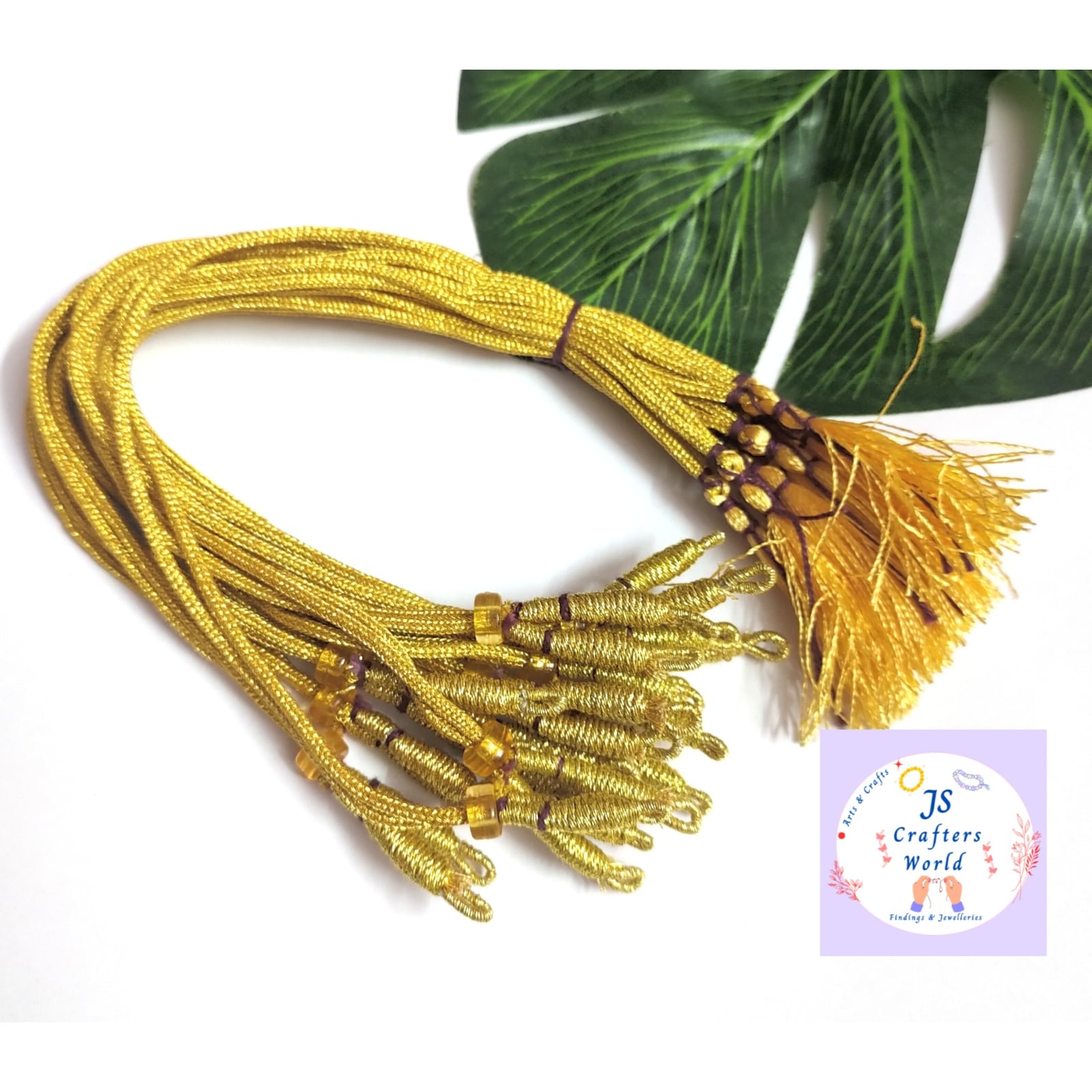 Non-Hook Golden Zari Plain Back Rope - JS Crafters World