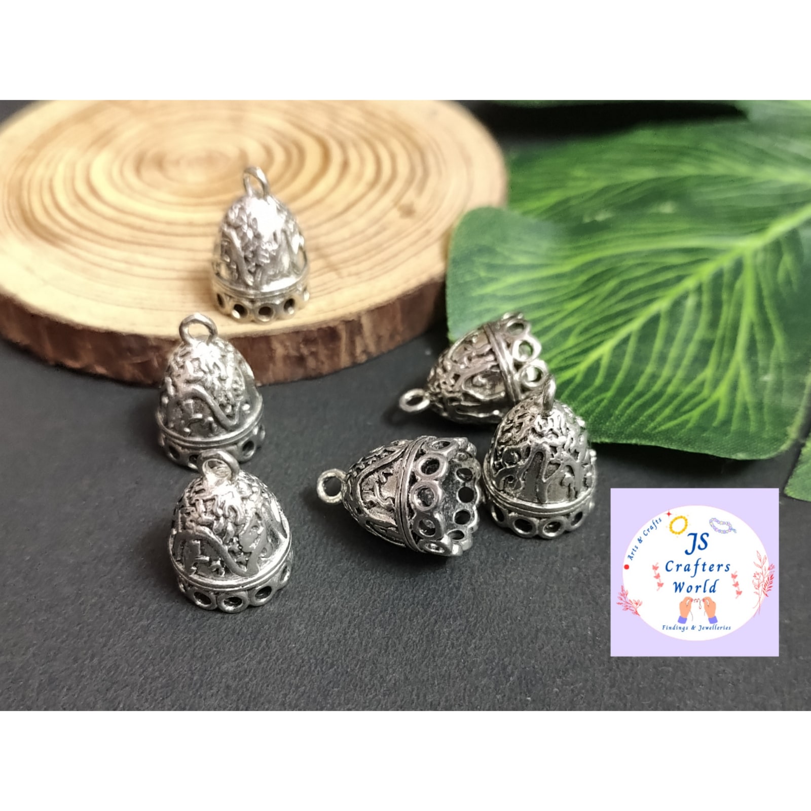 1.6cm Antique Silver Jhumka Base - JS Crafters World