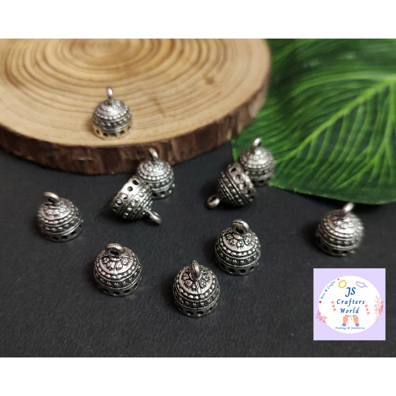 1.1cm Antique Silver Jhumka Base - JS Crafters World